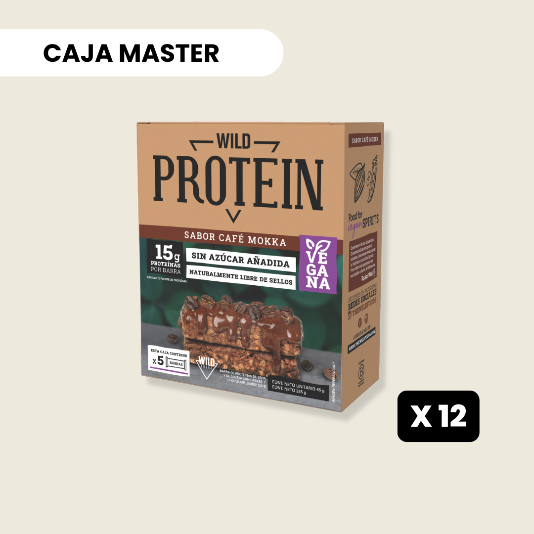 12 Cajas Wild Protein Vegana Mokka 5 unidades c/u – Wild Foods Mayorista